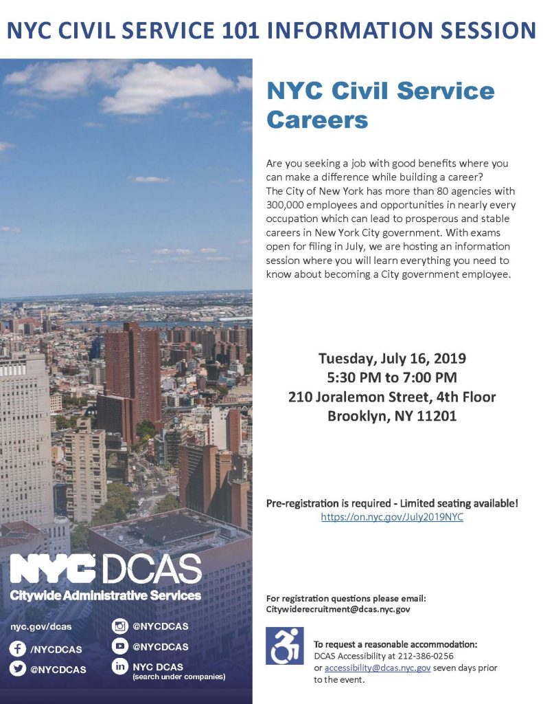 NYC Civil Service 101 Information Session | Tuesday, July 16 - Office ...
