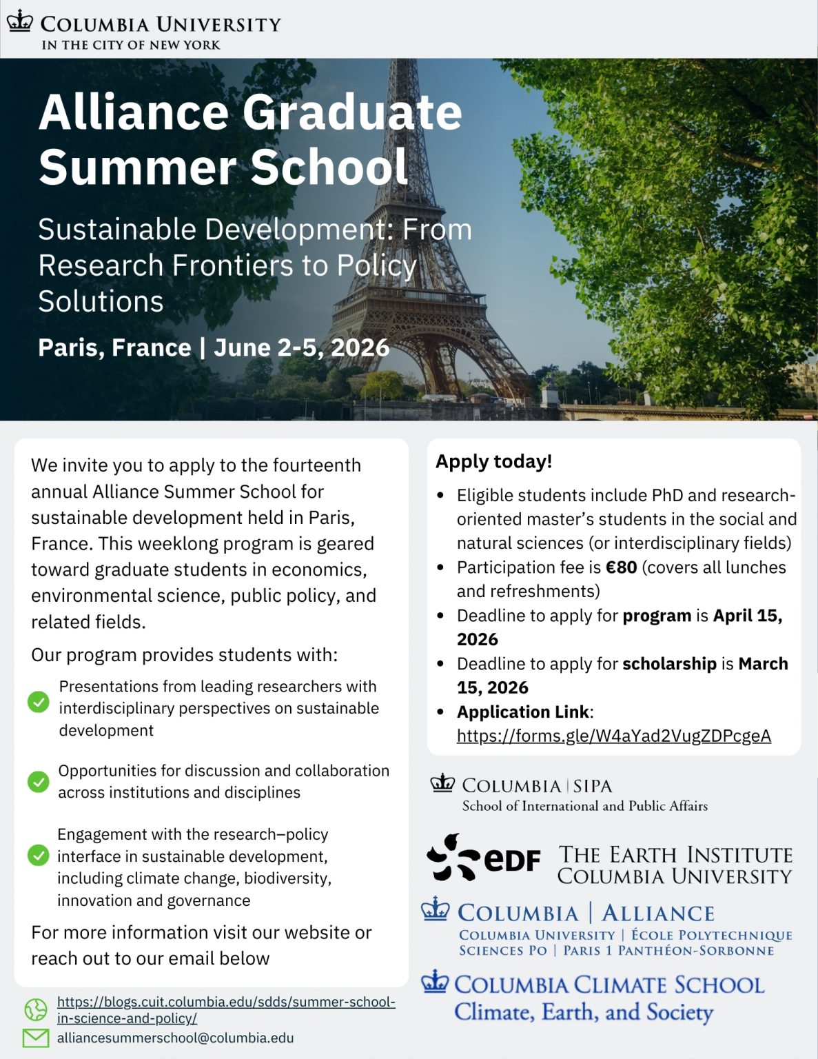 Alliance Graduate Summer School 2026 | Sustainable Development Doctoral ...